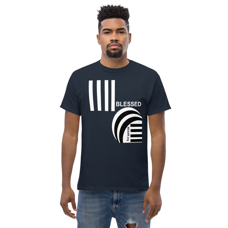T51 – Navy Blue Blessed T-shirt | Black Economics